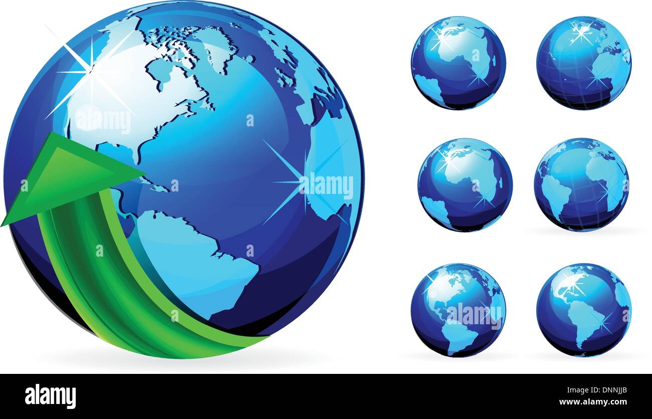 globe with arrows vector illustration on white background Stock Vector ...