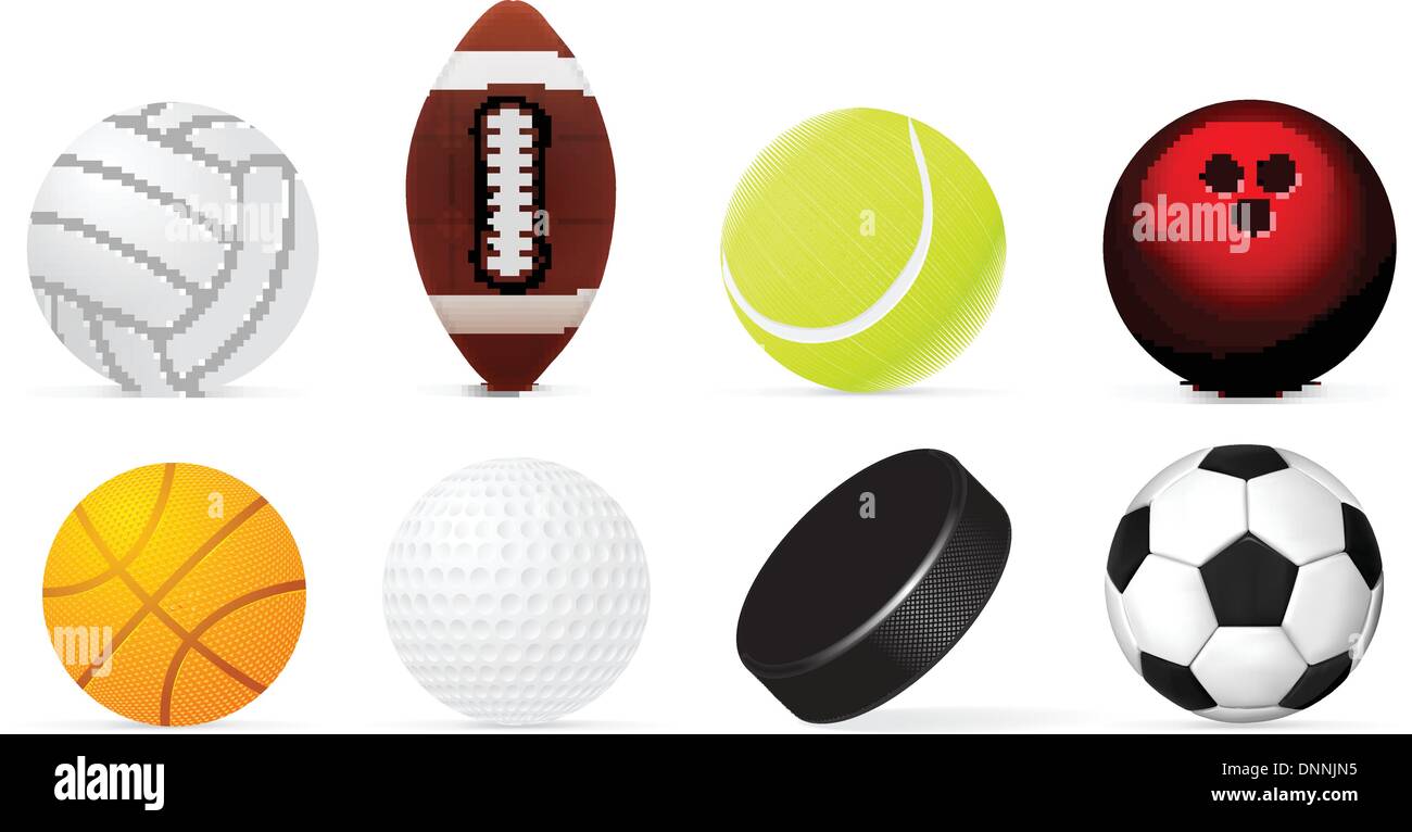 Sport realistic ball set isolated on white background Stock Vector ...