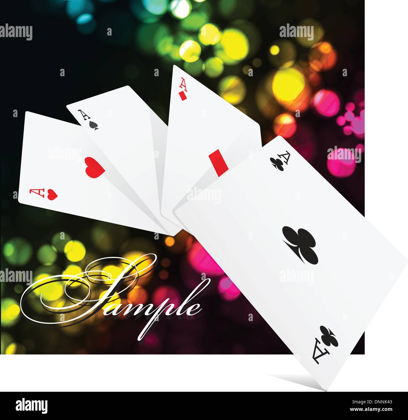Four aces over colorful clubs black background Stock Vector Image & Art ...