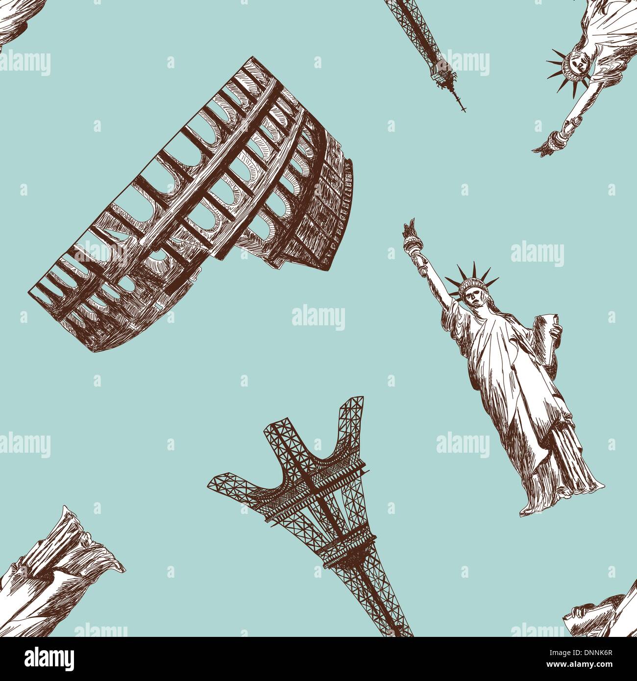 Seamless detailed landmark silhouette pattern. Vector illustration ...