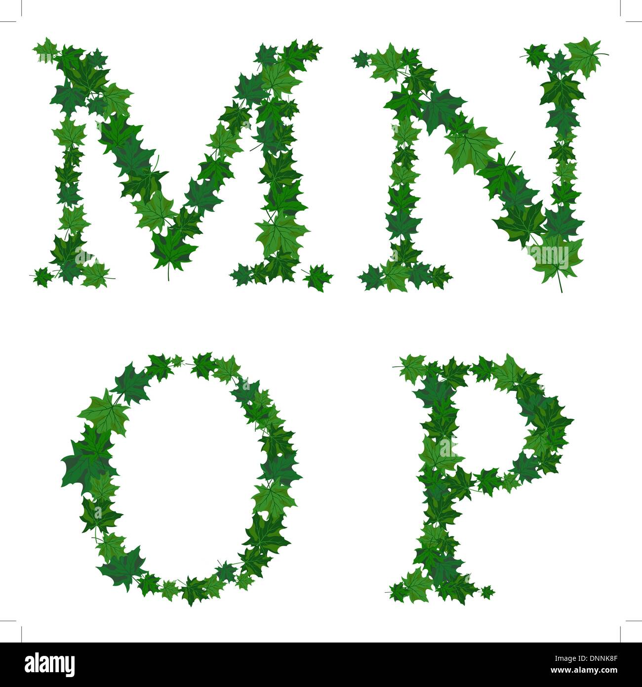 Summer maples leaves letter set. EPS 10 vector illustration Stock ...