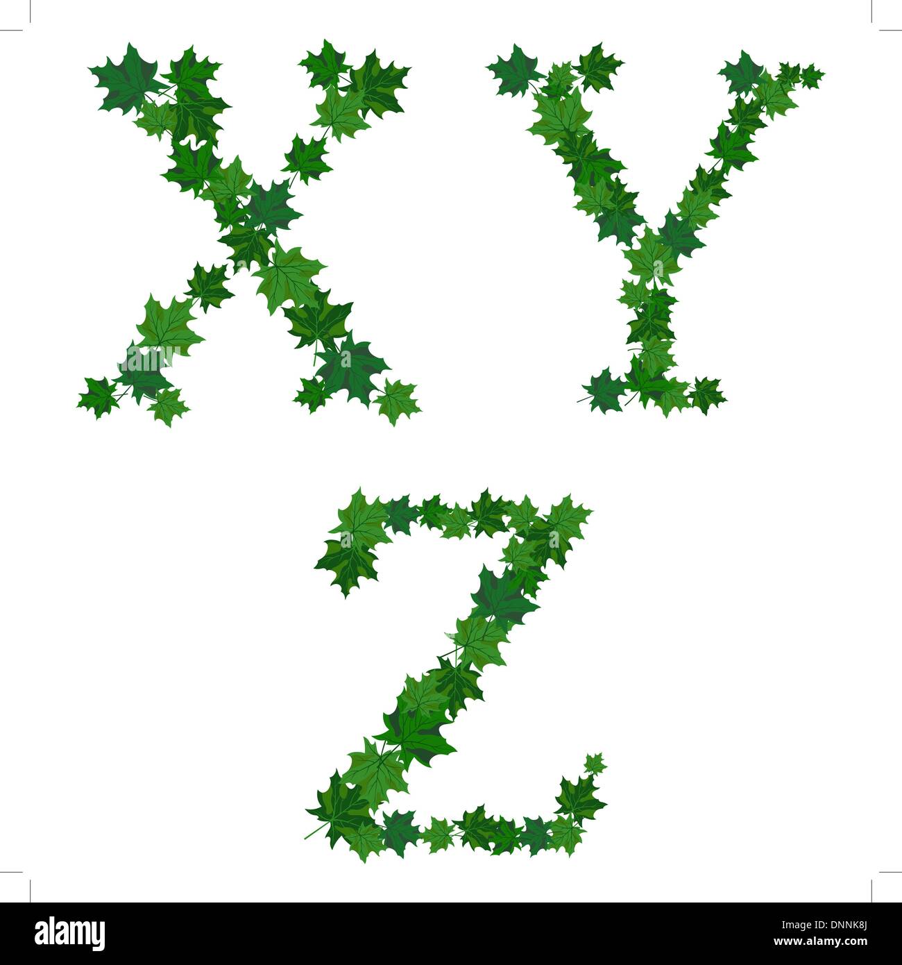 Summer maples leaves letter set. EPS 10 vector illustration Stock ...