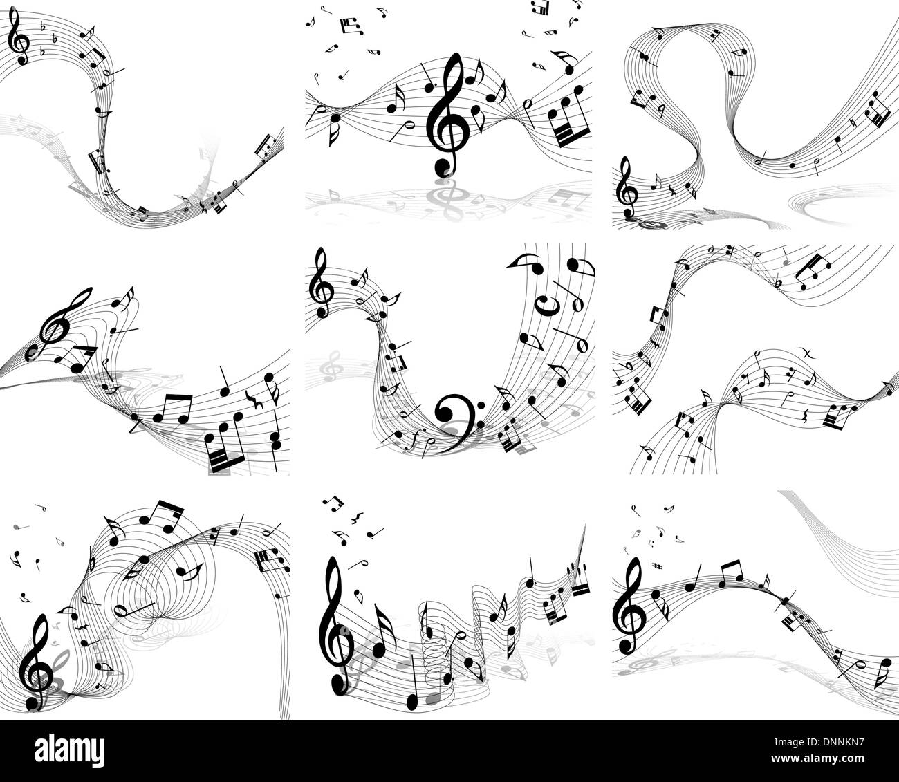 Vector musical note staff background set for design use Stock Vector ...