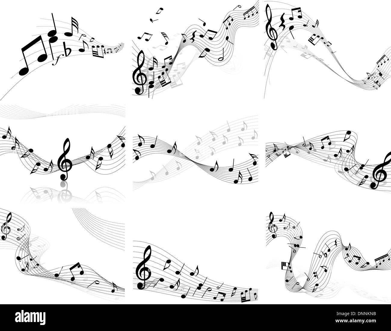 Vector musical note staff background set for design use Stock Vector ...