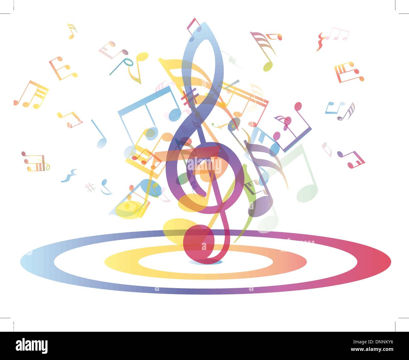 Multicolour musical notes staff background. Vector illustration with ...