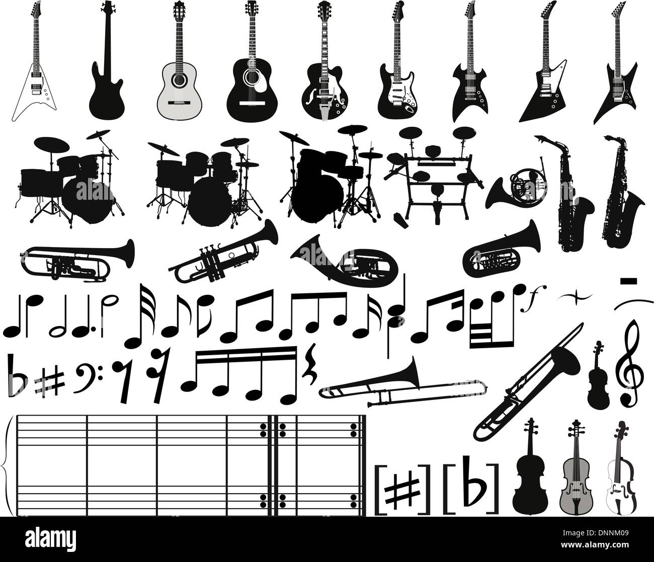 Big collection of musical elements for design use Stock Vector Image ...