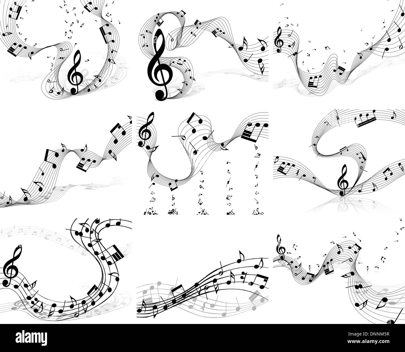 Nine vector musical notes staff backgrounds for design use Stock Vector ...