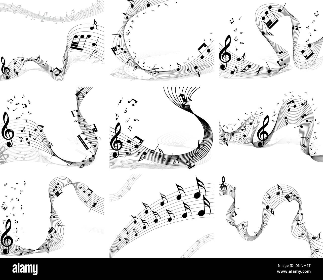 Nine vector musical notes staff backgrounds for design use Stock Vector ...