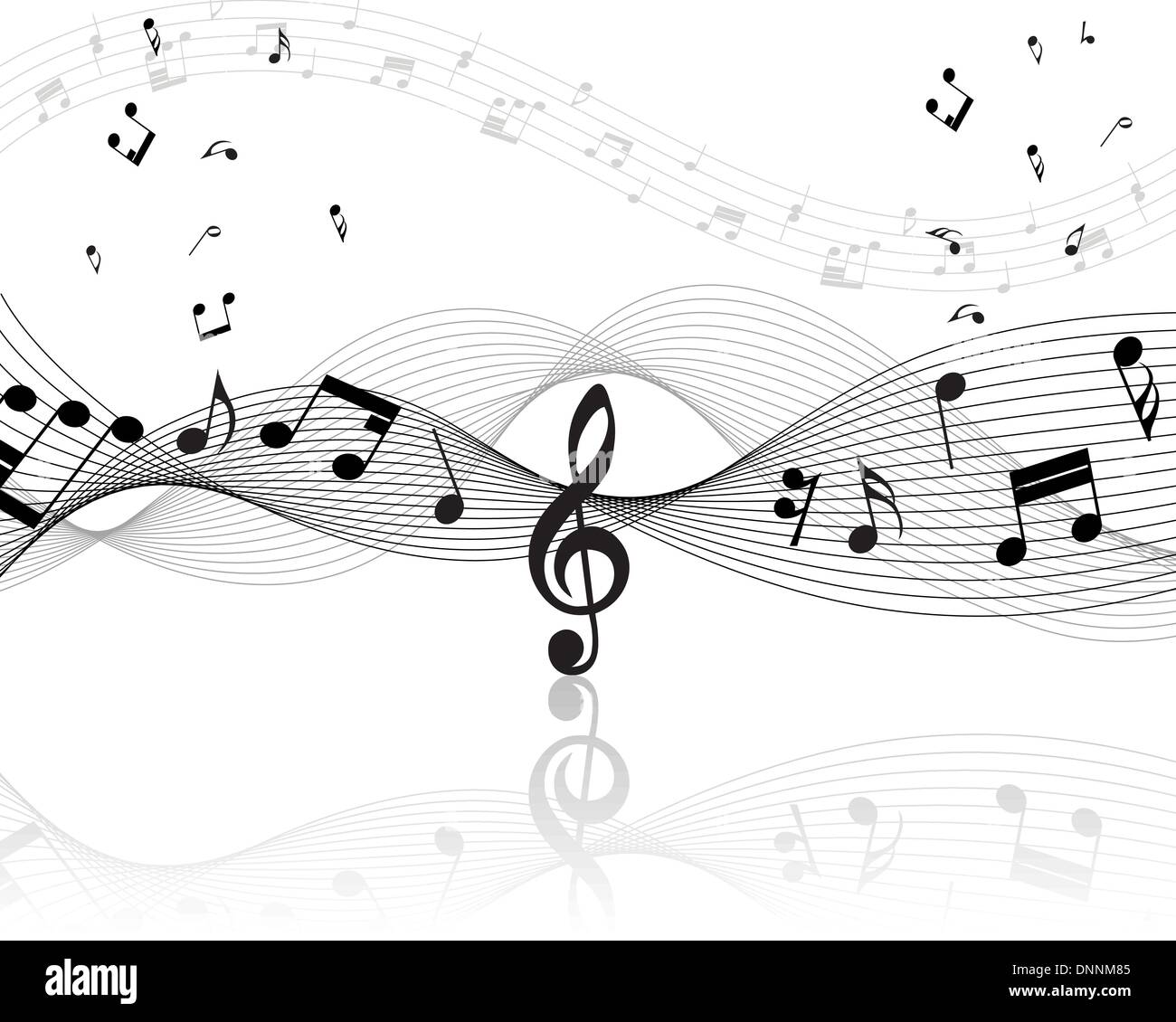 Vector musical notes staff background for design use Stock Vector Image ...