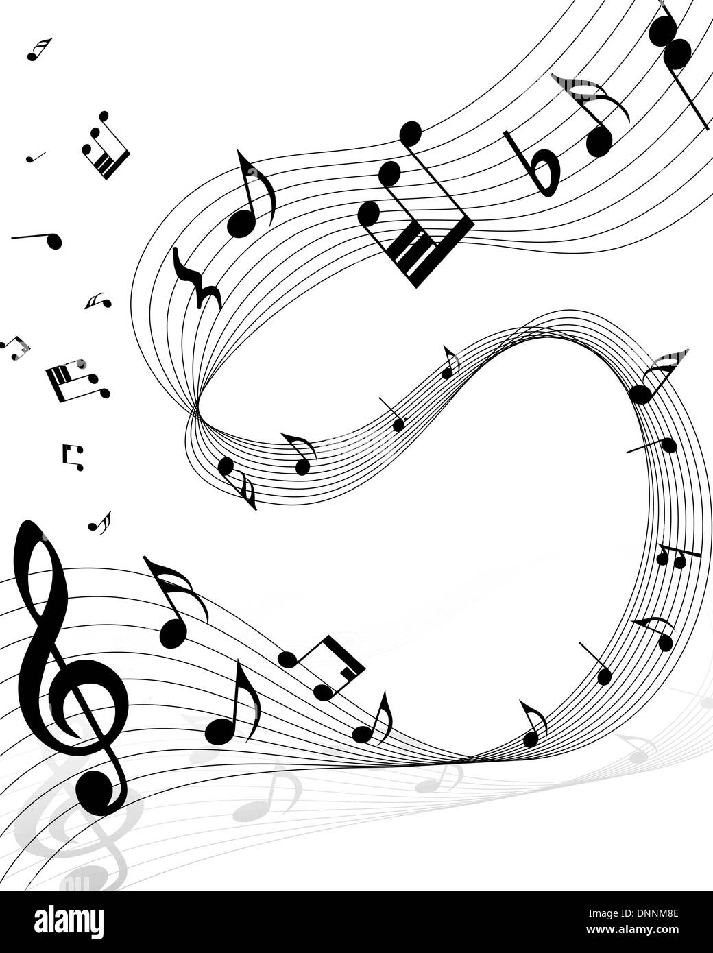 Musical notes staff background on white. Vector illustration Stock ...