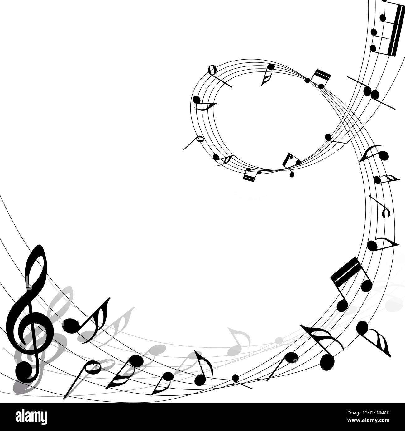 Musical notes staff background on white. Vector illustration Stock ...