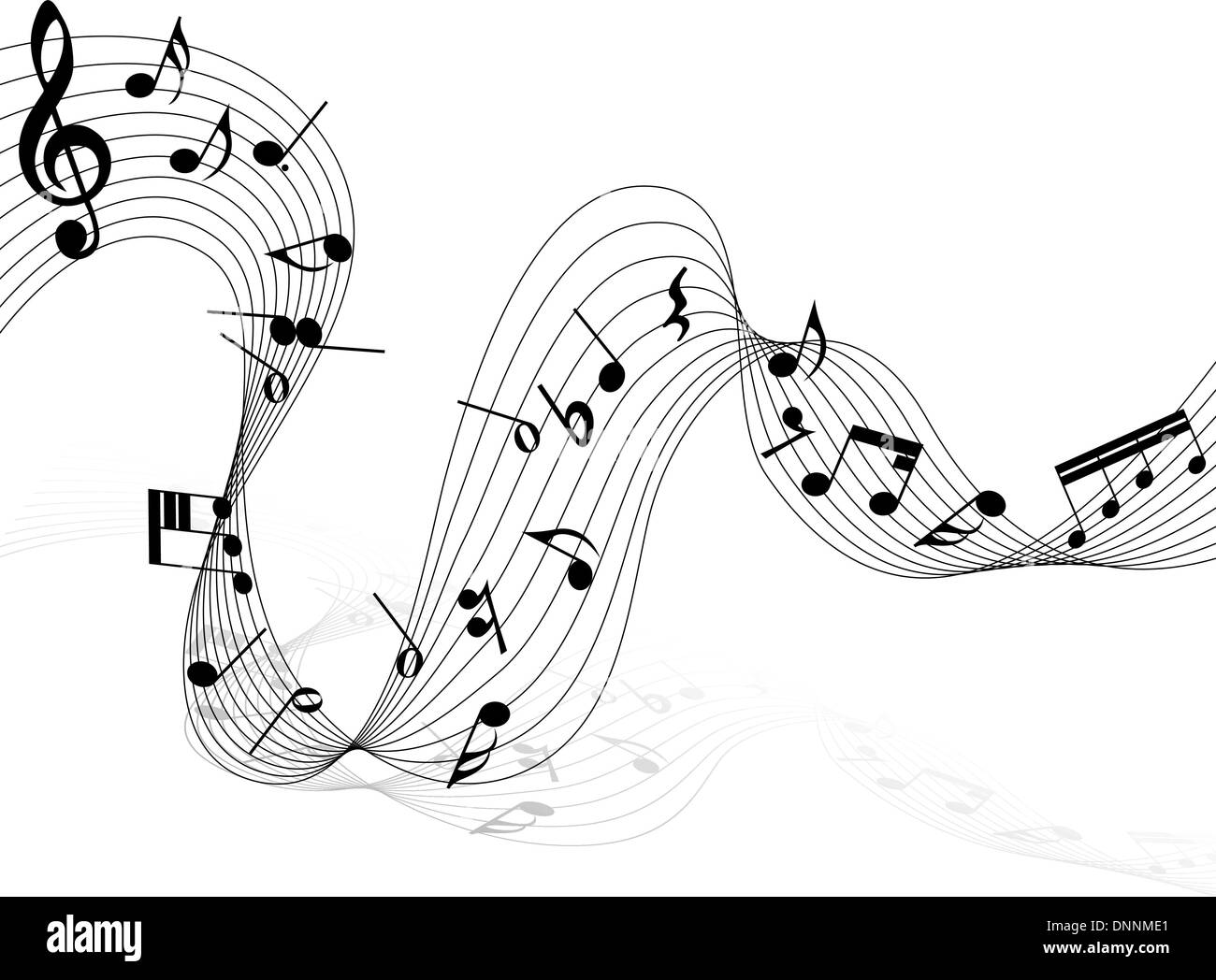 Vector musical notes staff background for design use Stock Vector Image ...