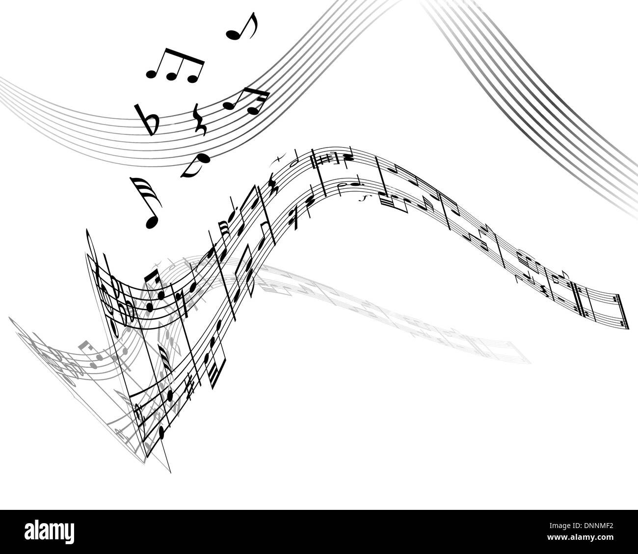 Music background with different notes on the white Stock Vector Image ...
