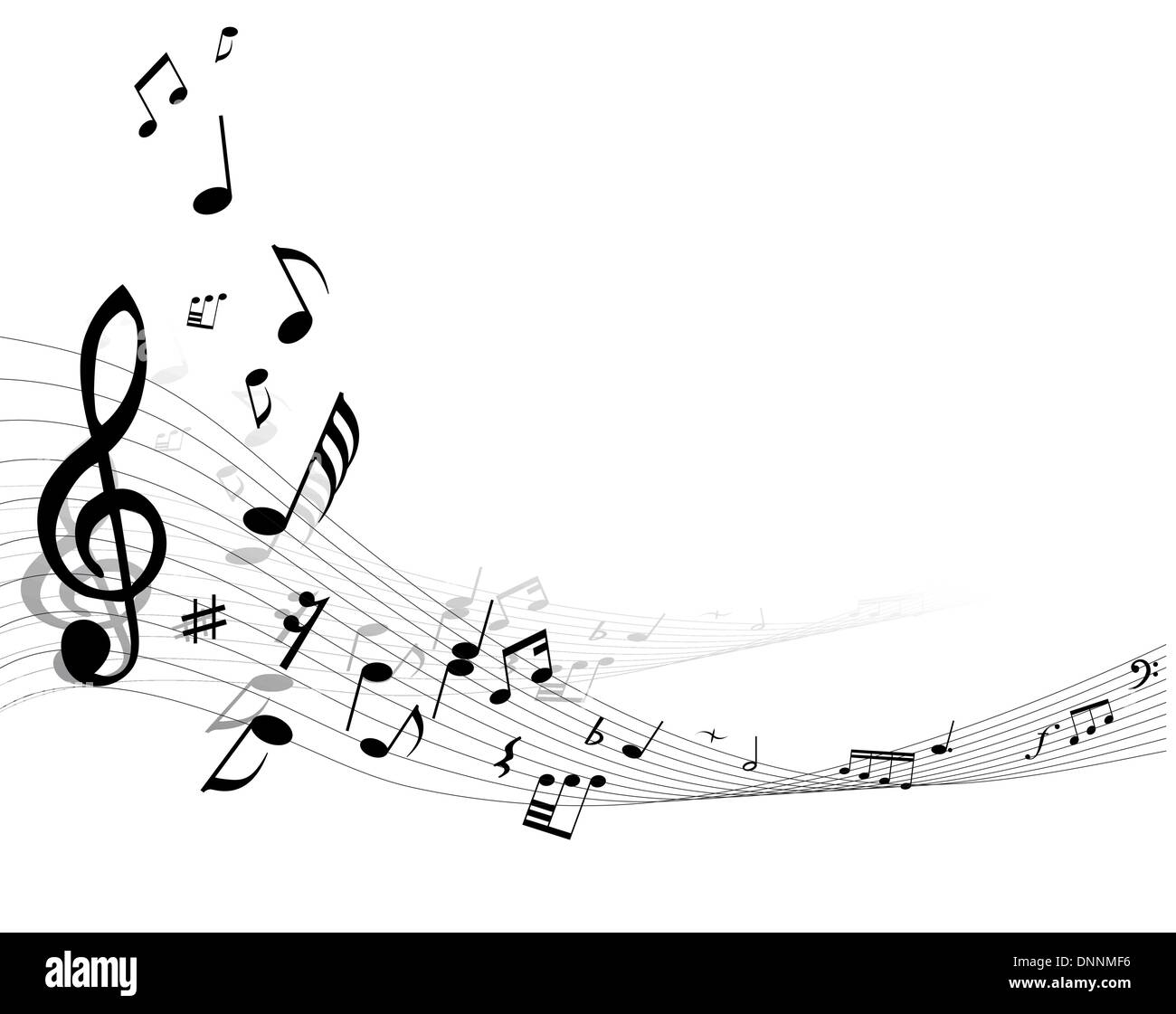 Music background with different notes on the white Stock Vector Image ...