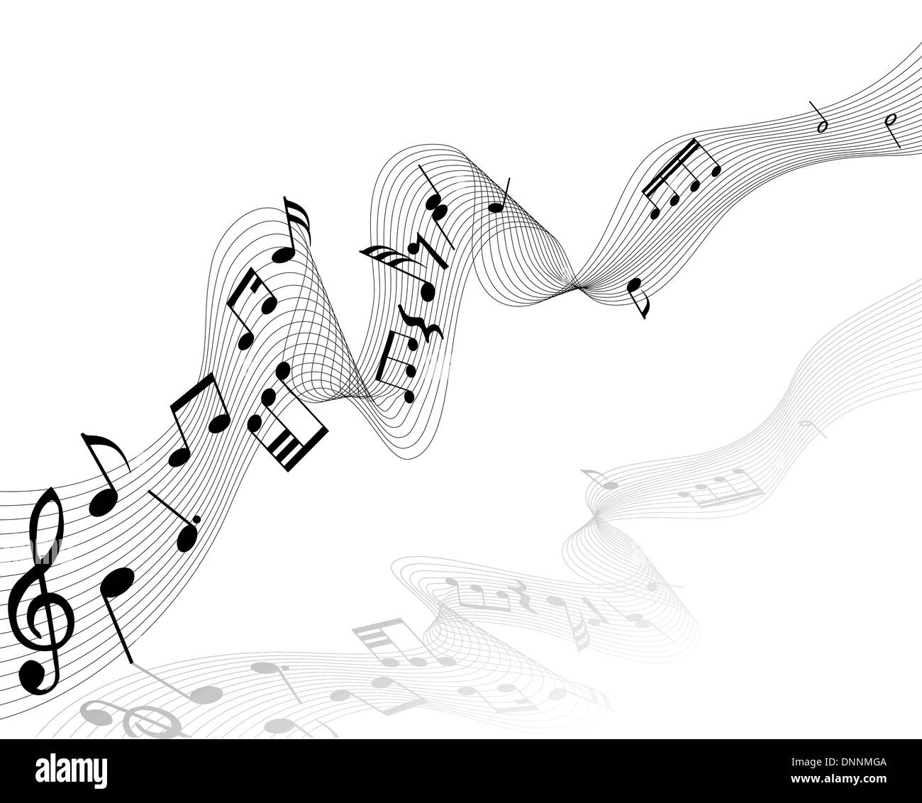 Musical notes background with lines. Vector illustration Stock Vector ...