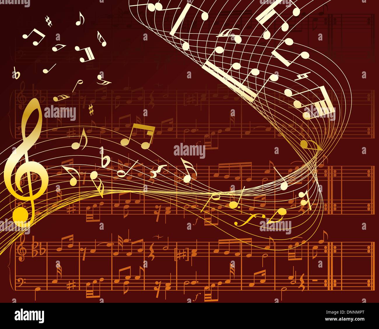 Vector musical notes staff background for design use Stock Vector Image ...