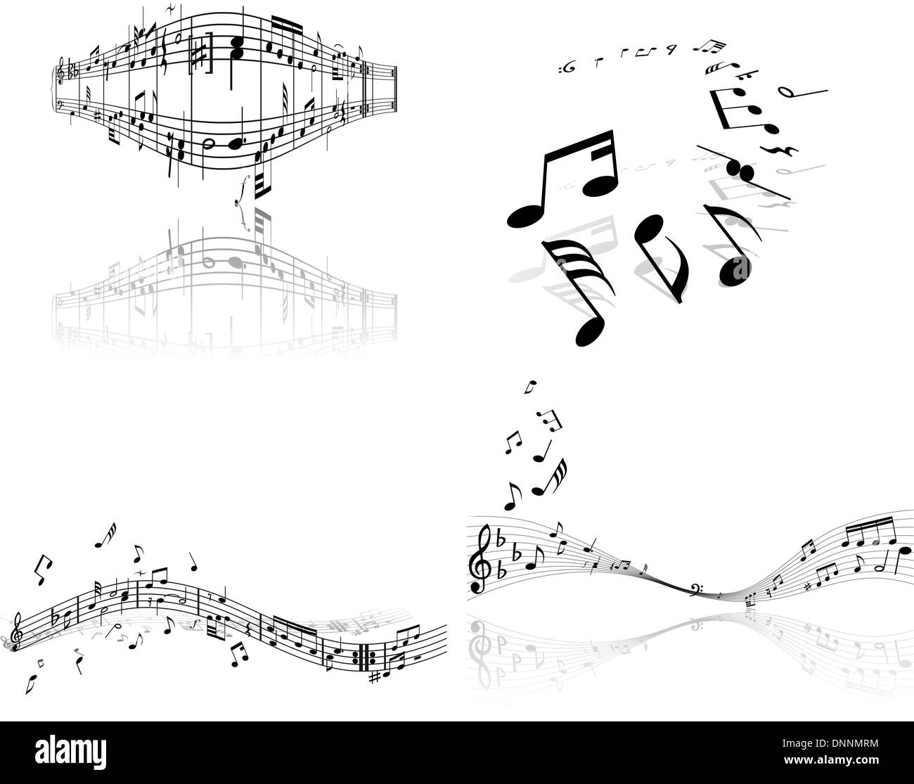 Set of four vector musical notes staff Stock Vector Image & Art - Alamy