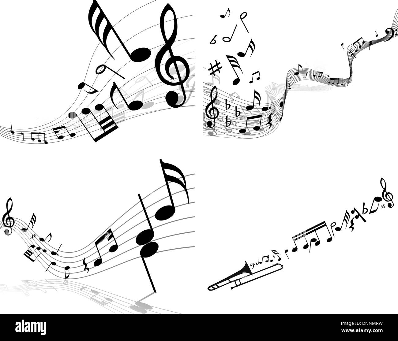 Set of four vector musical notes staff Stock Vector Image & Art - Alamy