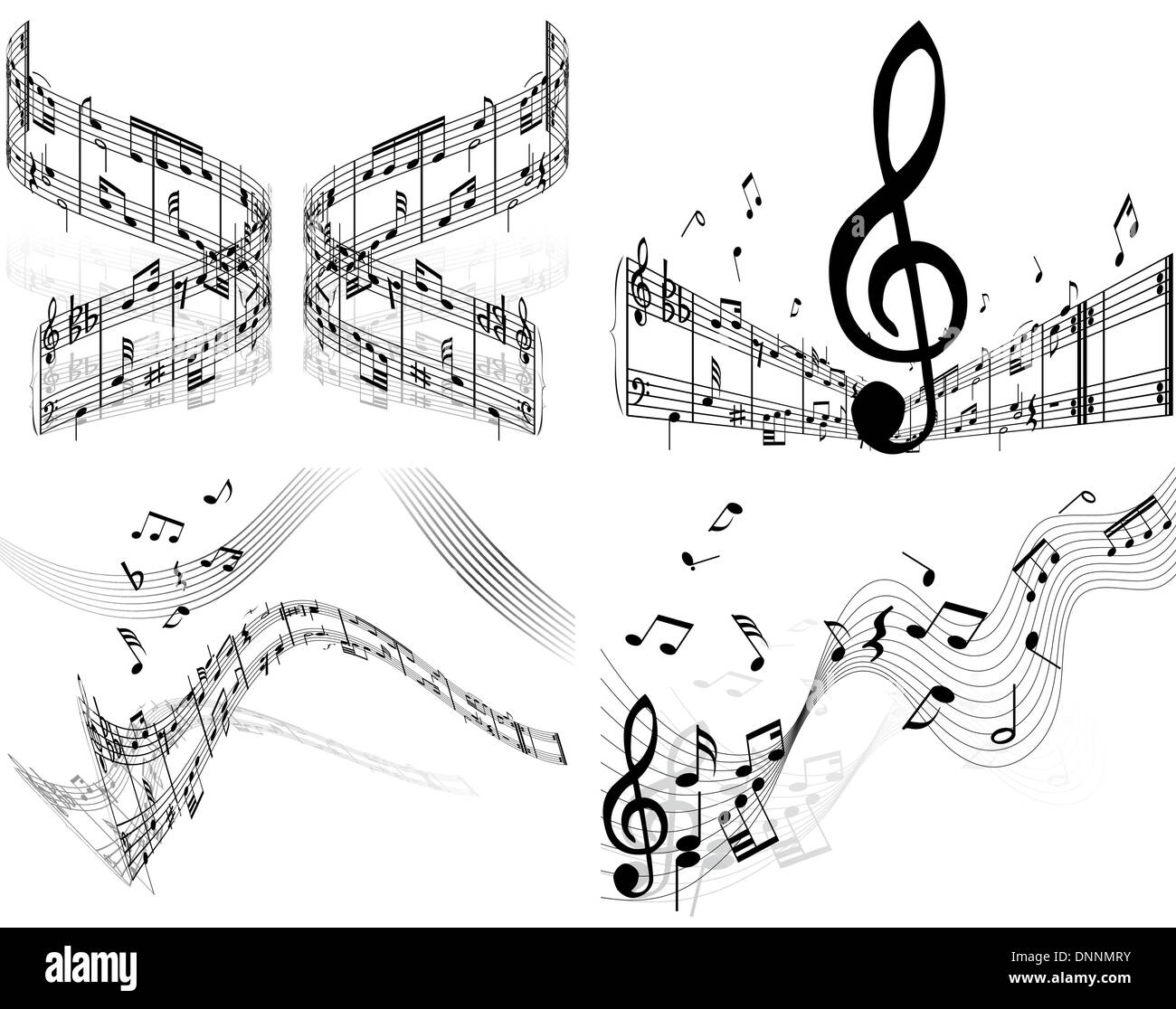 Set of four vector musical notes staff Stock Vector Image & Art - Alamy