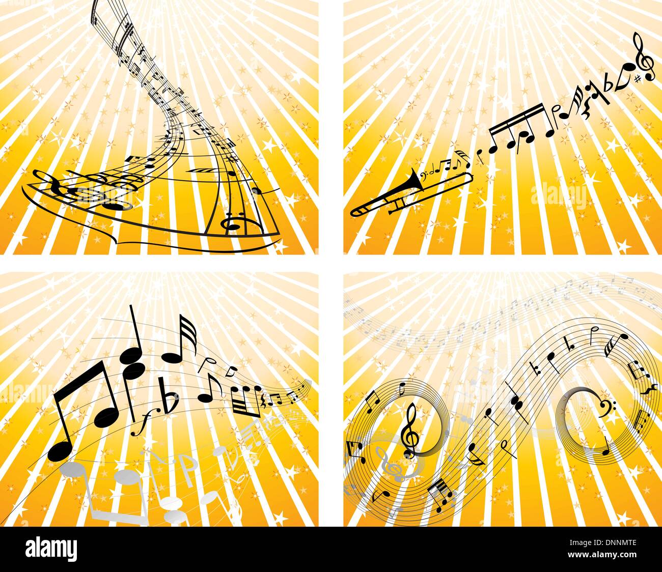 Set of four vector musical notes staff Stock Vector Image & Art - Alamy