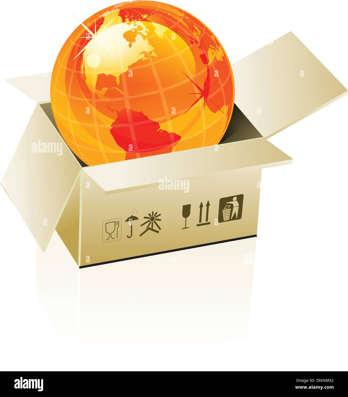 Earth globe in cardboard box on white background Stock Vector Image ...