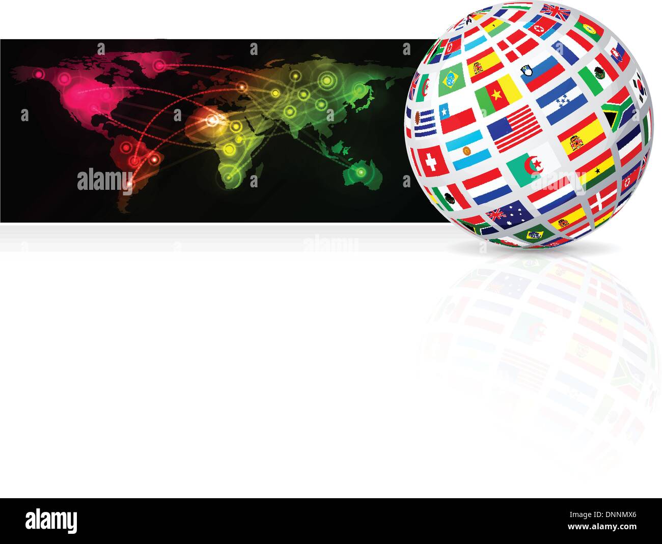 Globe frome flag on world map background. Vector illustration Stock ...