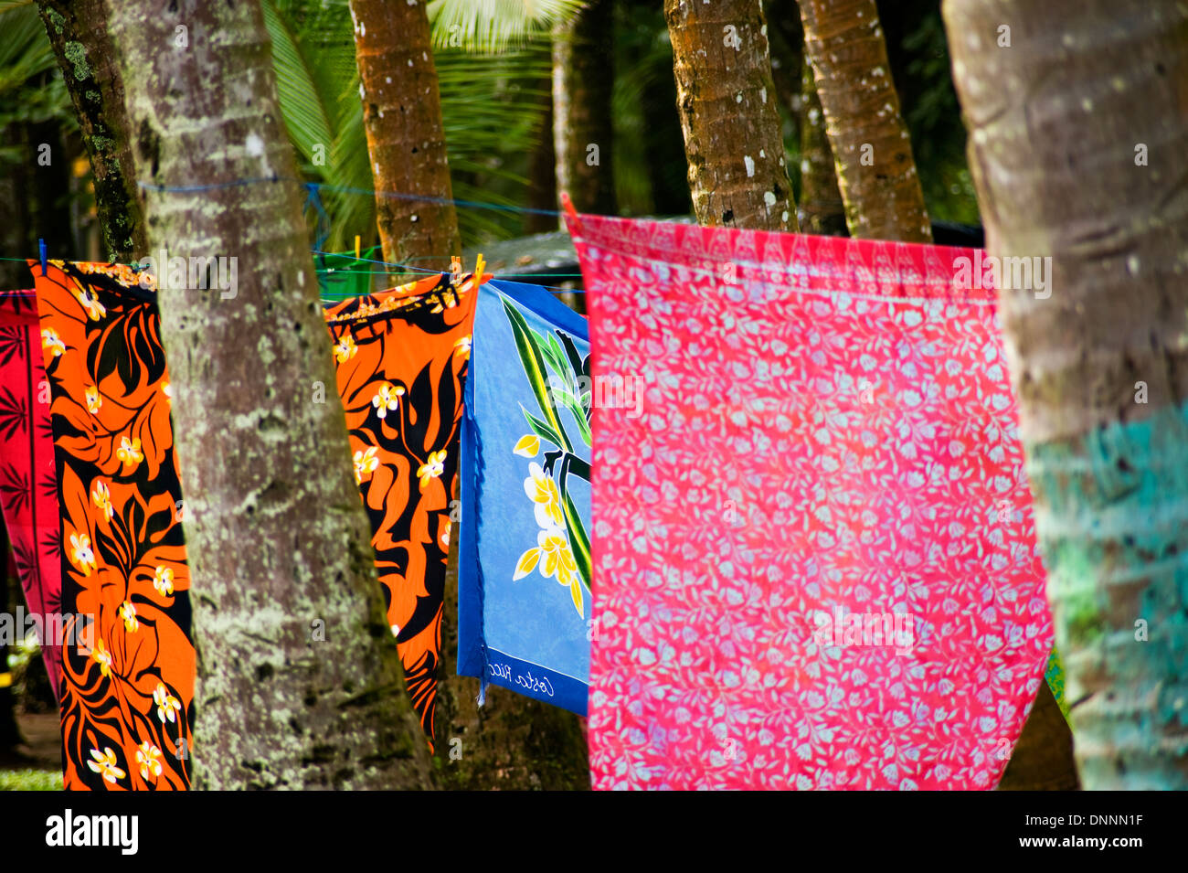 Batik sarongs for sale on a beach in Dominical, Costa Rica Stock Photo ...