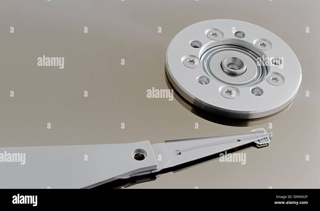 Close-up detail of hard drive with free space for text, full focus ...