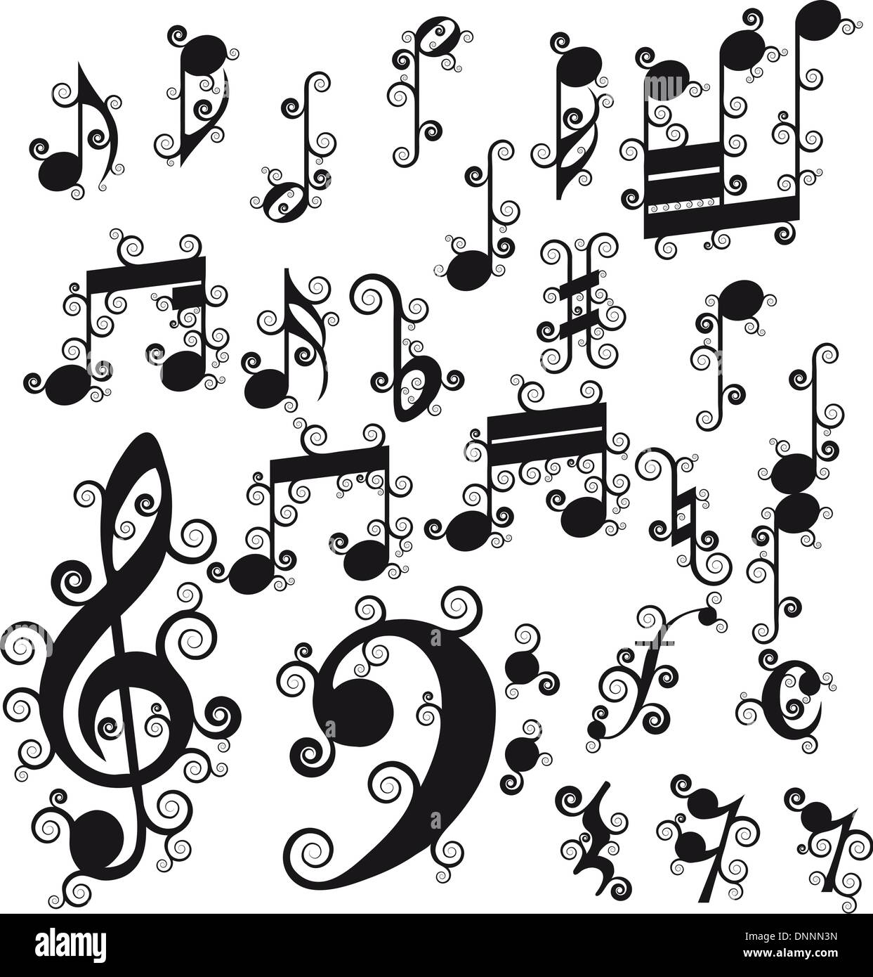 Full set of notes symbols on the white background Stock Vector Image ...