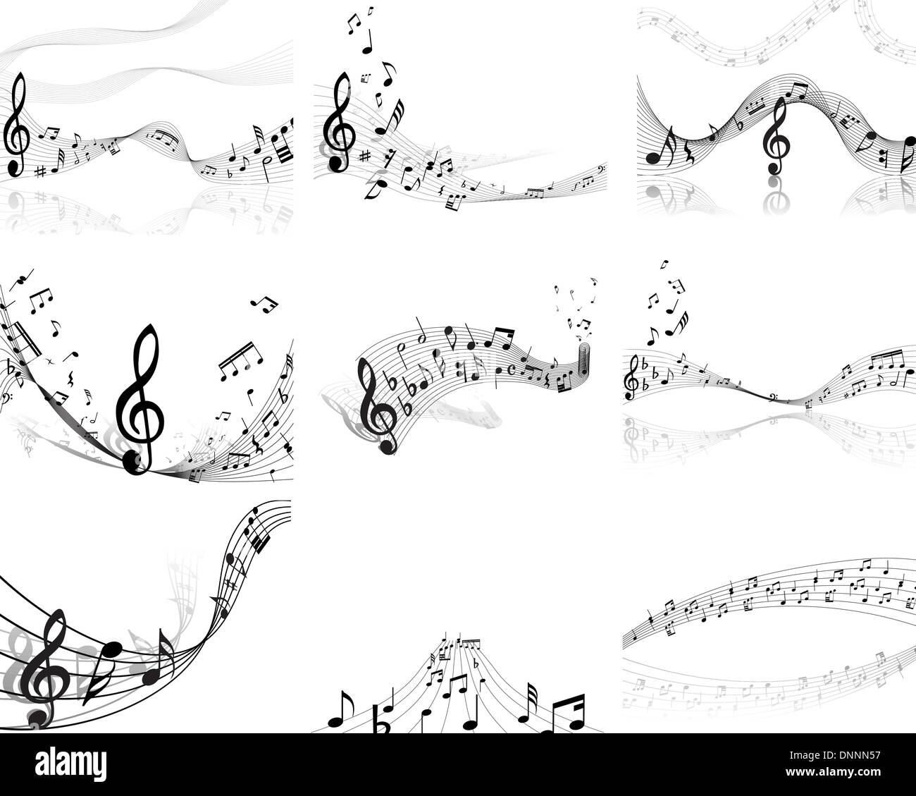 Vector musical notes staff backgrounds set for design use Stock Vector ...