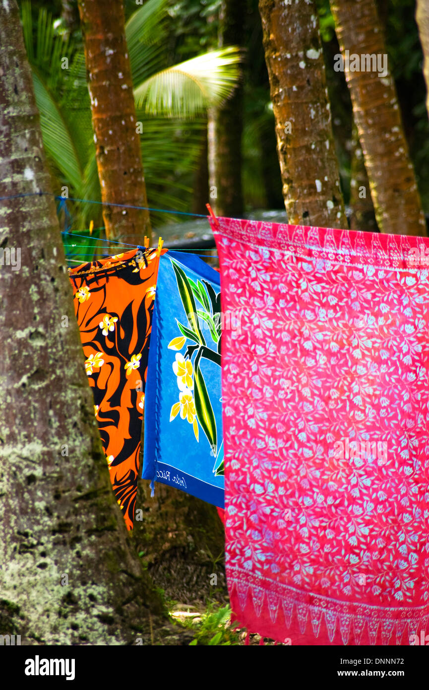 Batik sarongs for sale on a beach in Dominical, Costa Rica Stock Photo ...