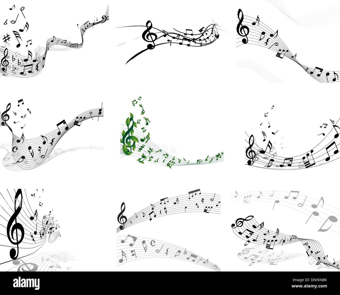 Vector musical notes staff backgrounds set for design use Stock Vector ...