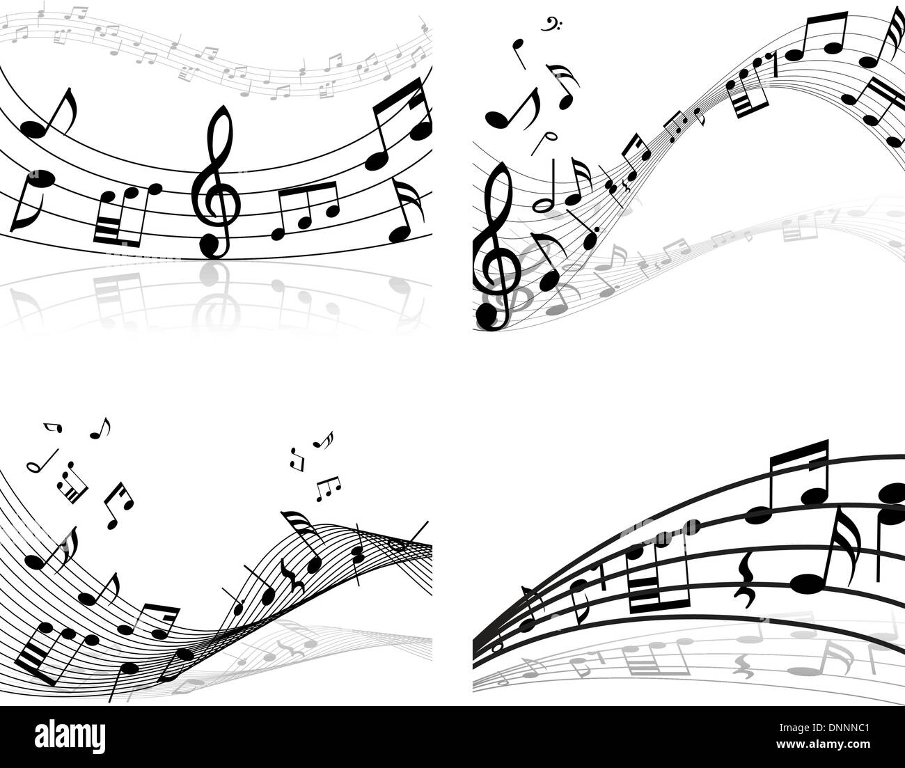 Set of four vector musical notes staff Stock Vector Image & Art - Alamy
