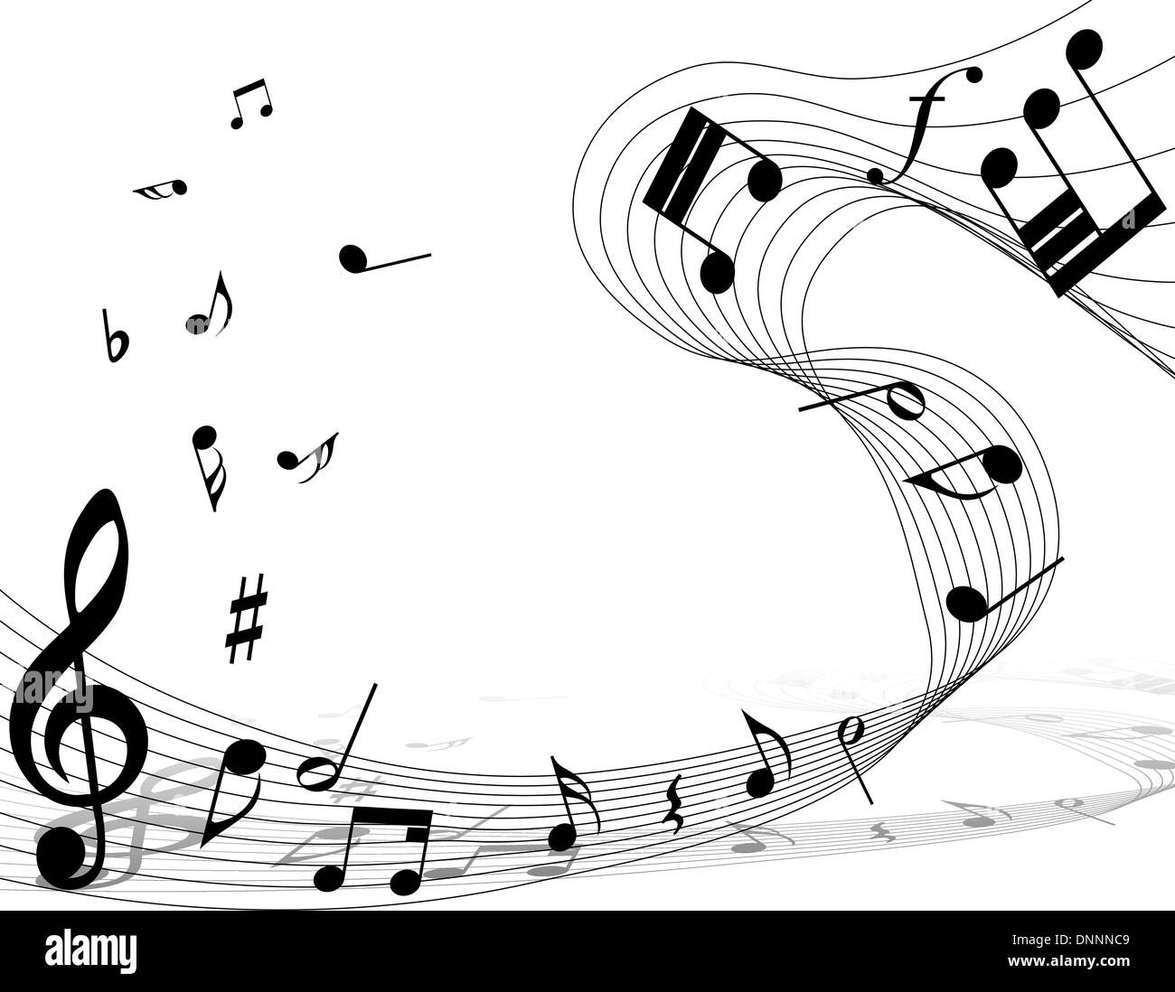 Vector musical notes staff background for design use Stock Vector Image ...