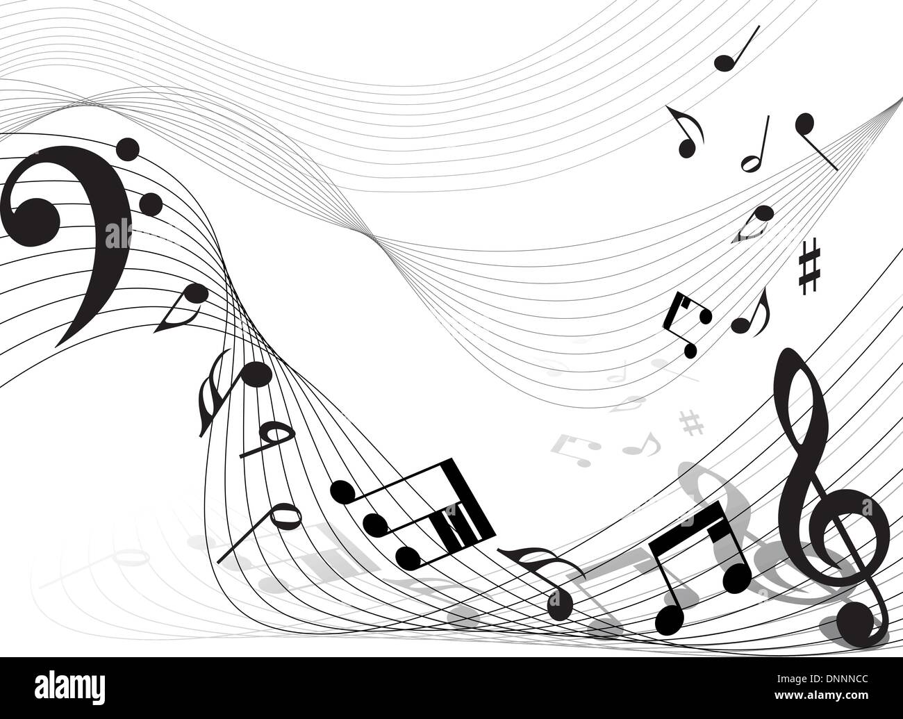 Vector musical notes staff background for design use Stock Vector Image ...
