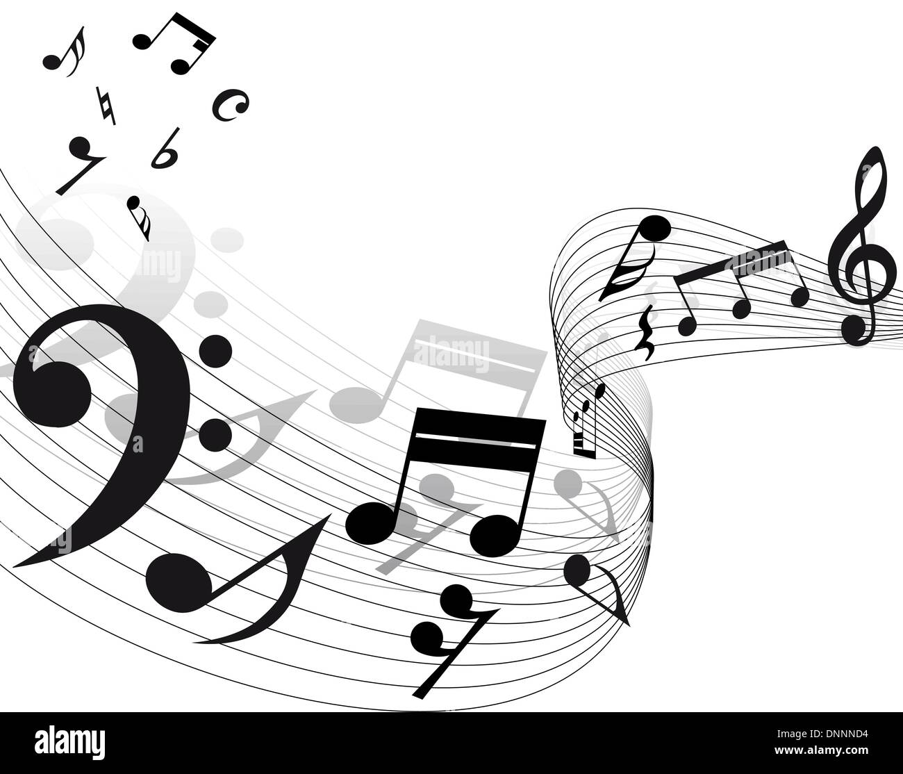 Vector musical notes staff background for design use Stock Vector Image ...