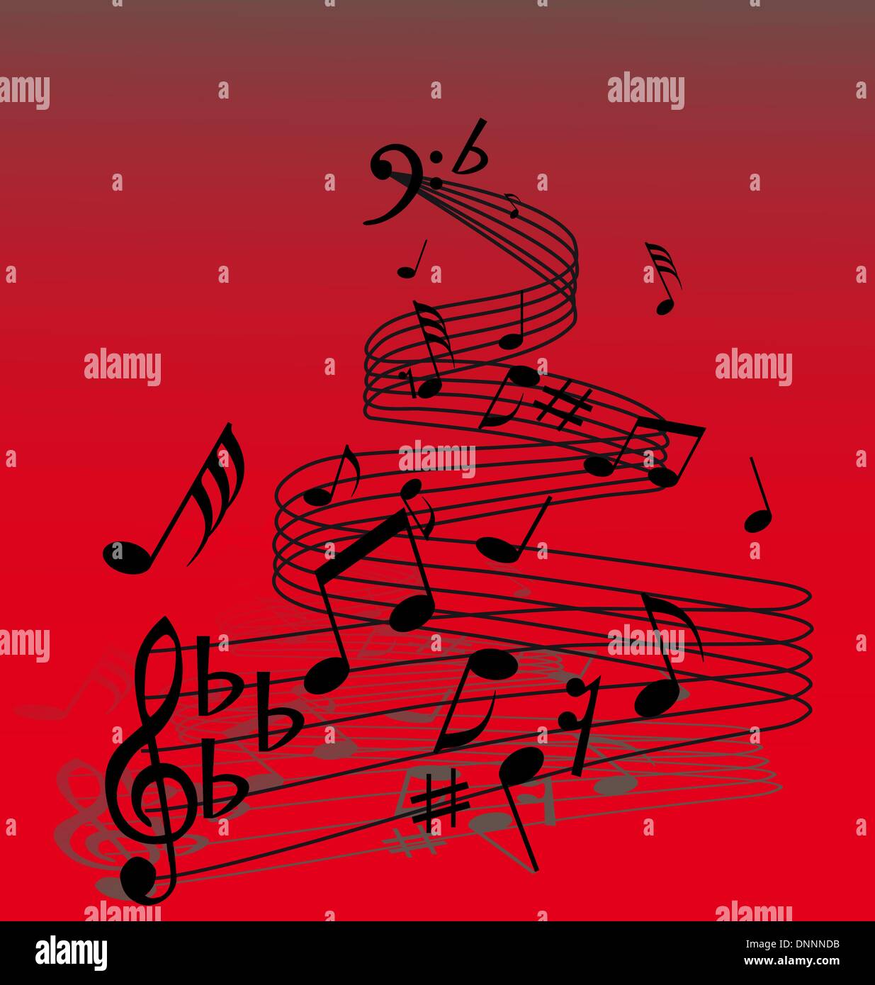 Red Music Notes Black Background