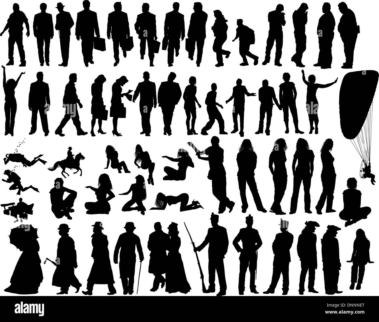 Big vector collection of different silhouettes people Stock Vector ...