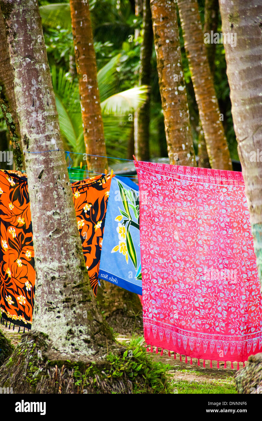 Batik sarongs for sale on a beach in Dominical, Costa Rica Stock Photo ...