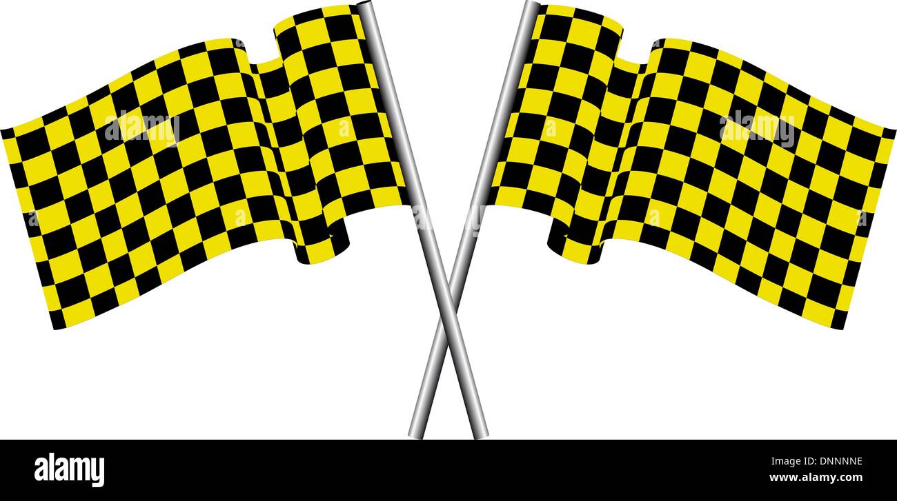 Yellow and black checked racing flag. Vector illustration Stock Vector ...