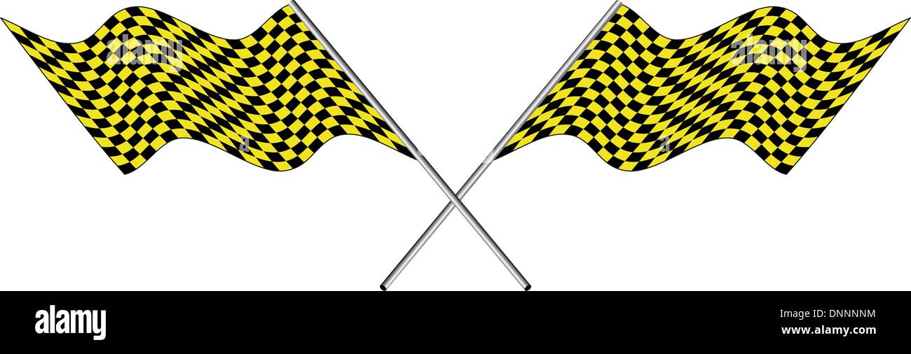 Yellow and black checked racing flag. Vector illustration Stock Vector ...