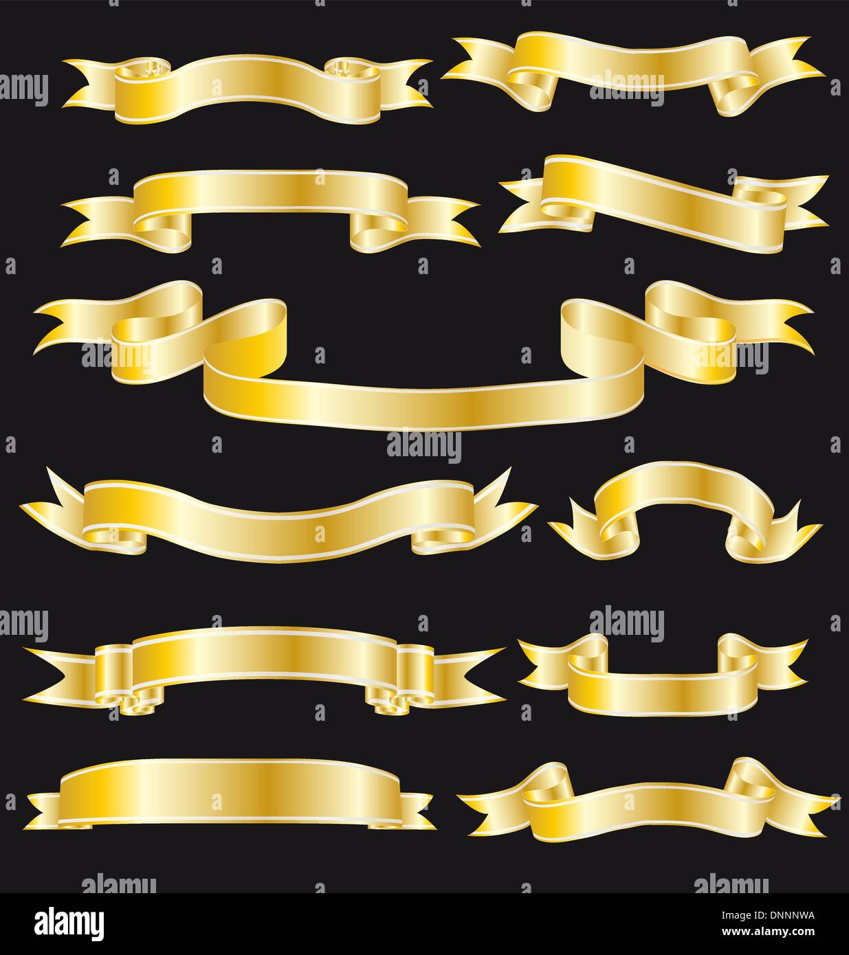 Set of vector ribbons with stripes and gradients Stock Vector Image ...