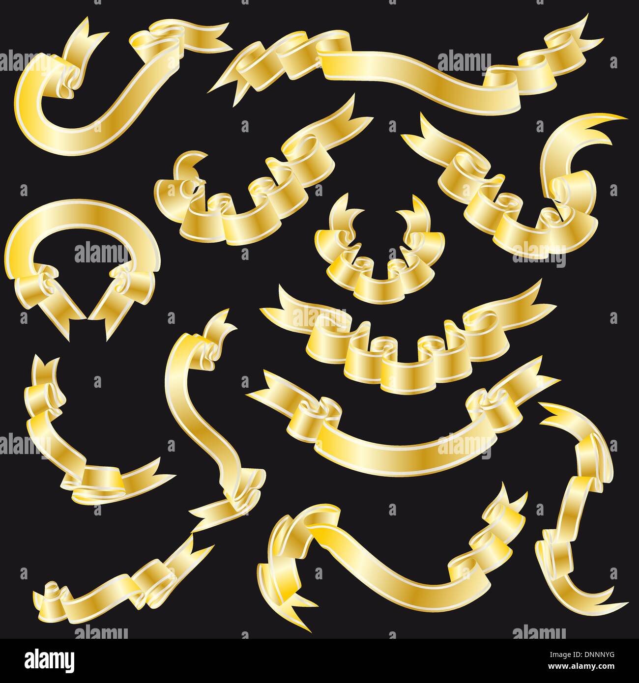 Golden vector ribbons set. Collection of vector temlates Stock Vector ...