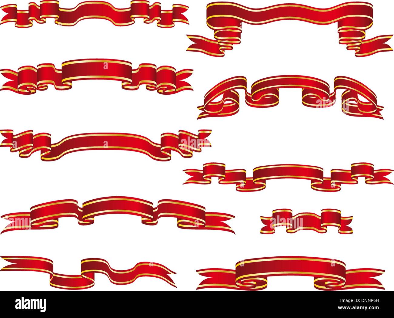 Set of brightly red ribbons on white background Stock Vector Image ...
