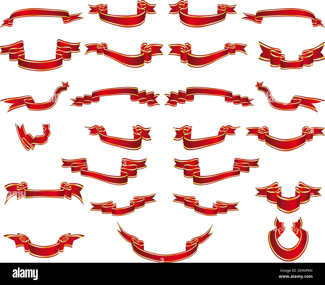 set of different red ribbons with golden stripes Stock Vector Image ...