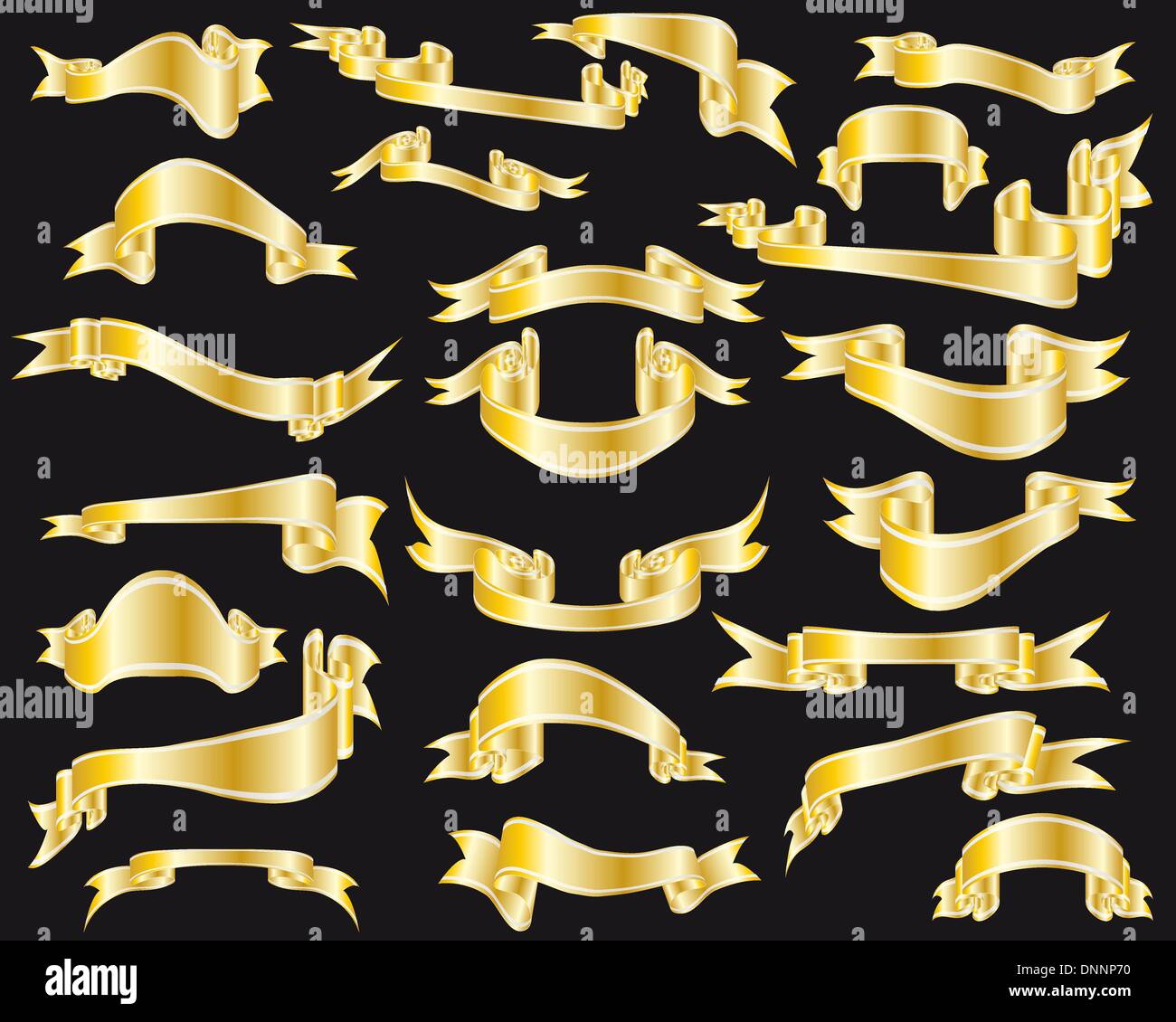 set of vector ribbons with stripes and gradients Stock Vector Image ...