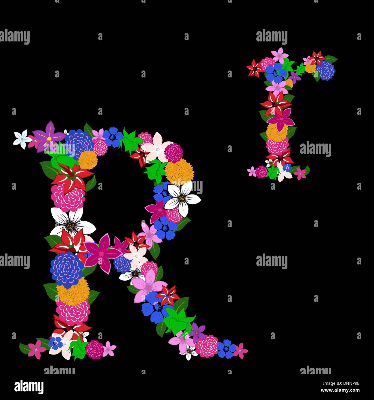 Floral alphabet letter for using in web and print design. Vector ...