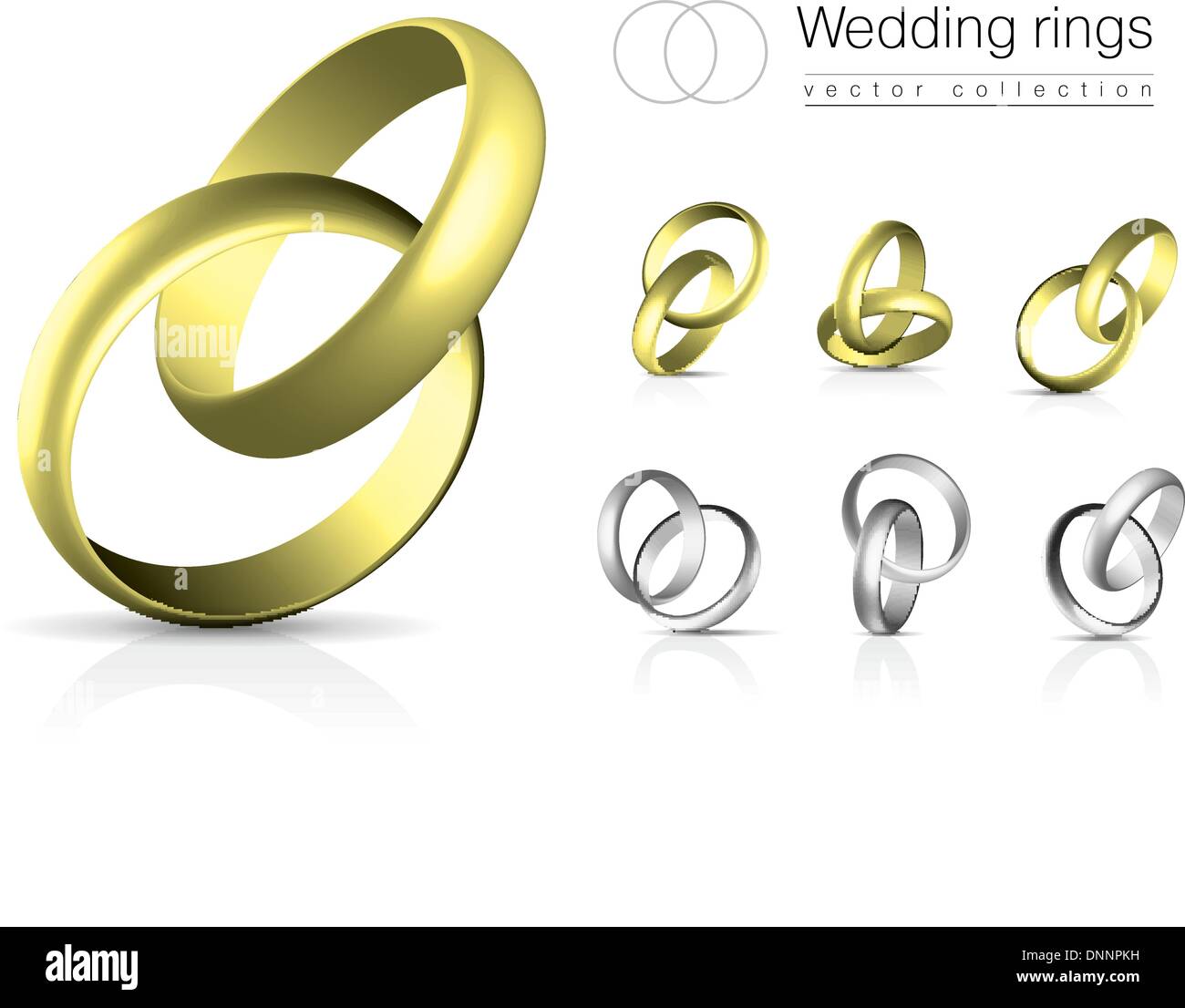 Wedding rings vector collection isolated on white background with ...