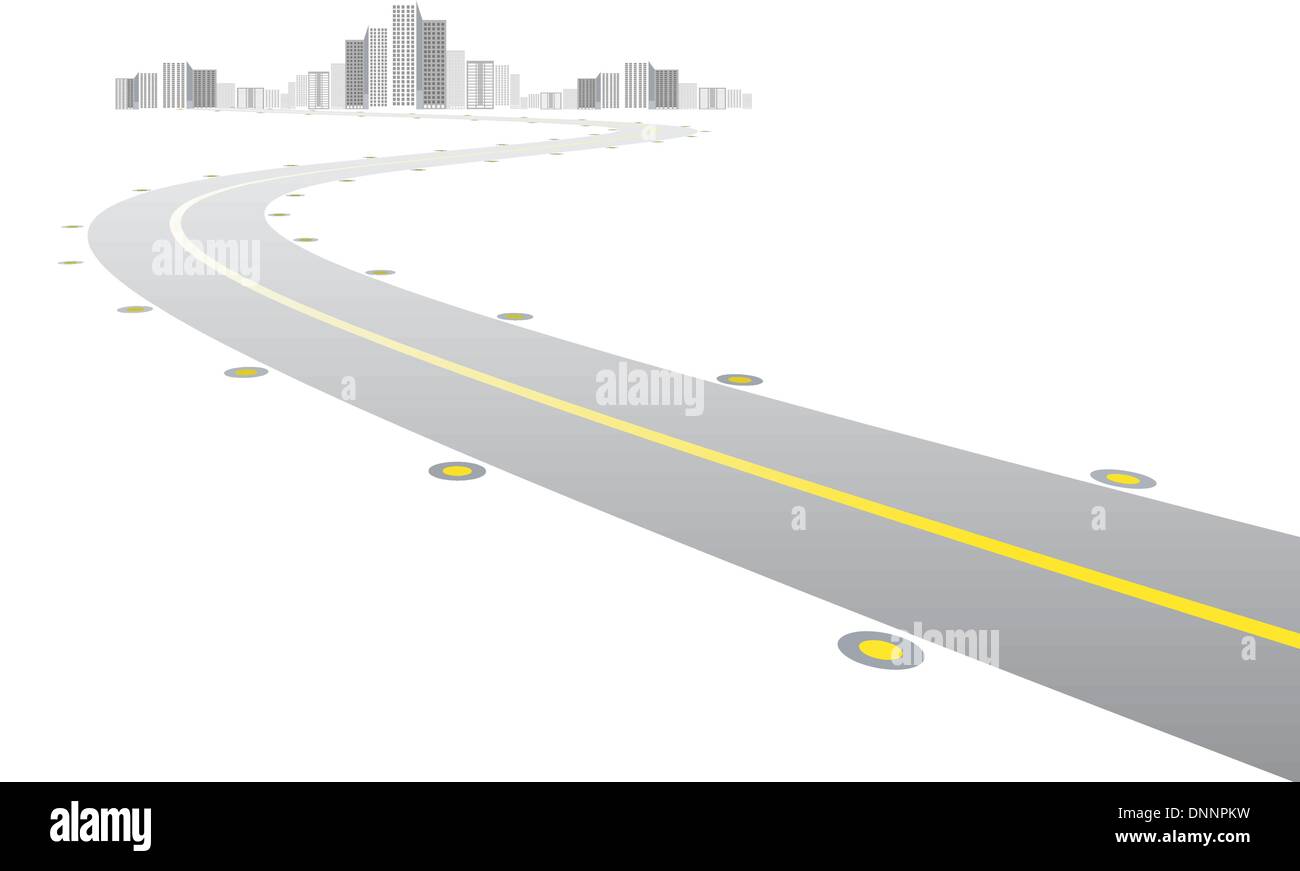 Vector - road leads to city on white background Stock Vector Image ...