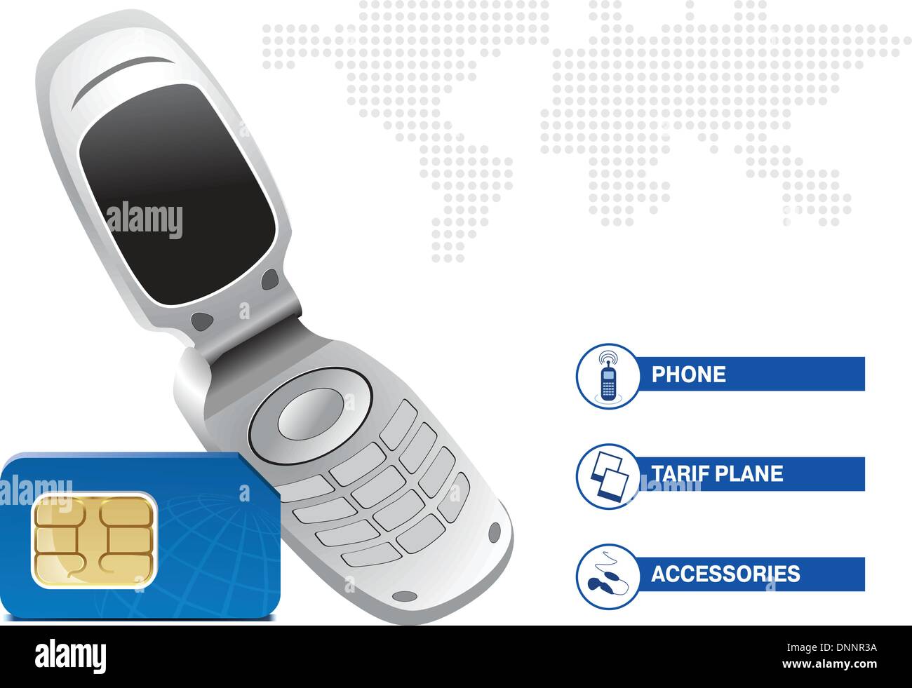 Mobile phone with SIM card on white background. Template design Stock ...